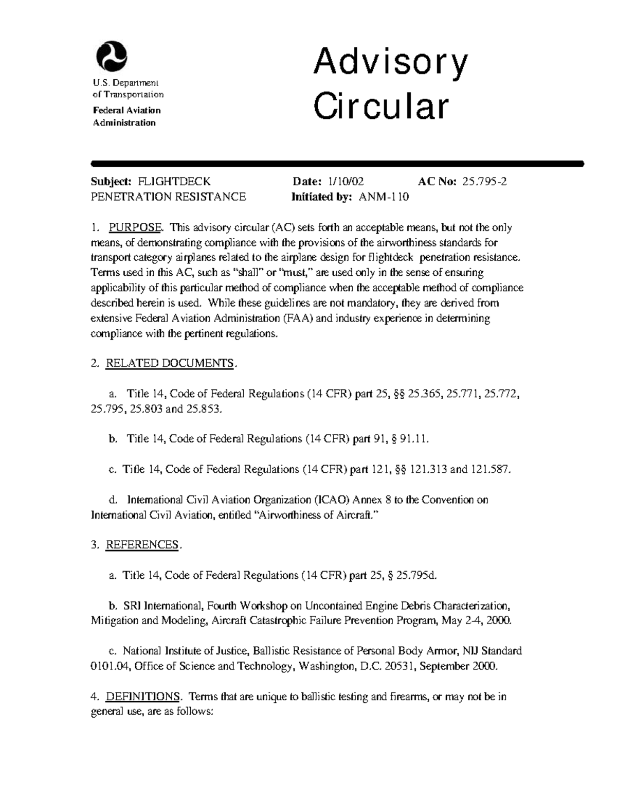 AC 25 - information - U. Department of Transportation Federal Aviation ...