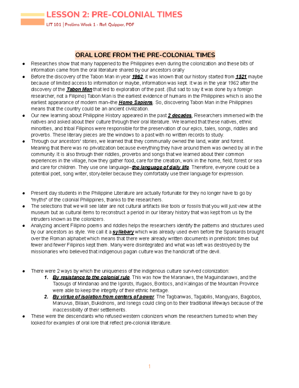 Chapter 2 - Pre-colonial Times - ORAL LORE FROM THE PRE-COLONIAL TIMES ...