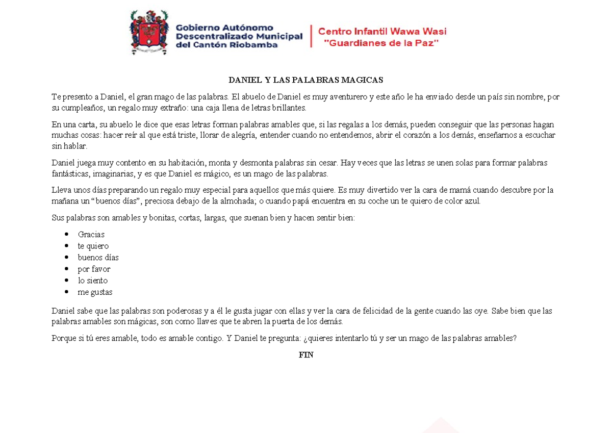 Daniel Y Las Palabras Magicas Daniel Y Las Palabras Magicas Te