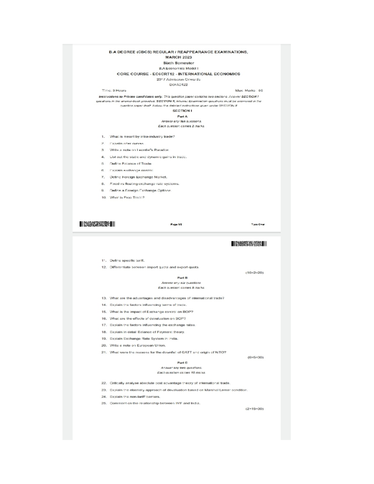 Question paper - Economics - Studocu