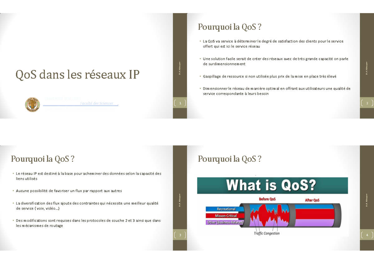Introduction Qo S - qos dans le réseau - QoS dans les réseaux IP Dr.A 1 Pourquoi la QoS? • La ...