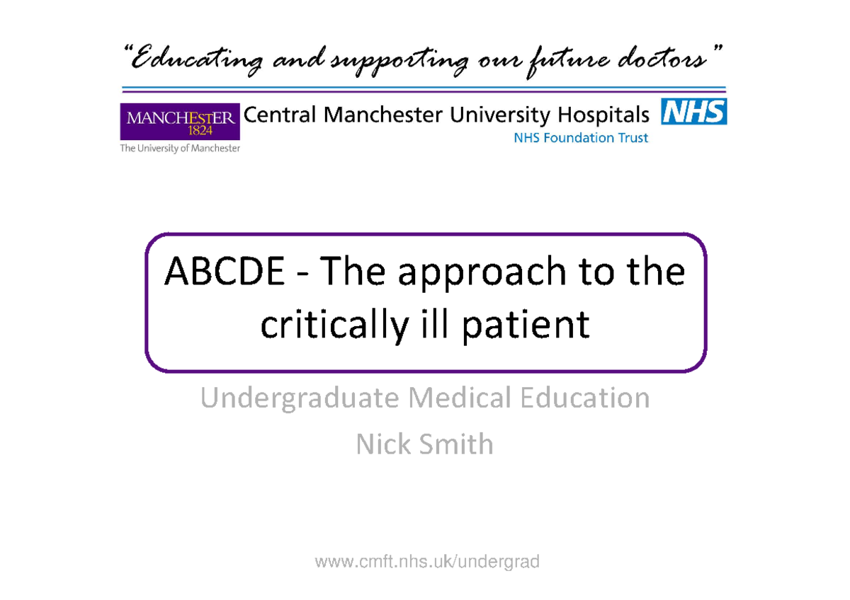 Tutorial work - ABCDE approach - - Studocu