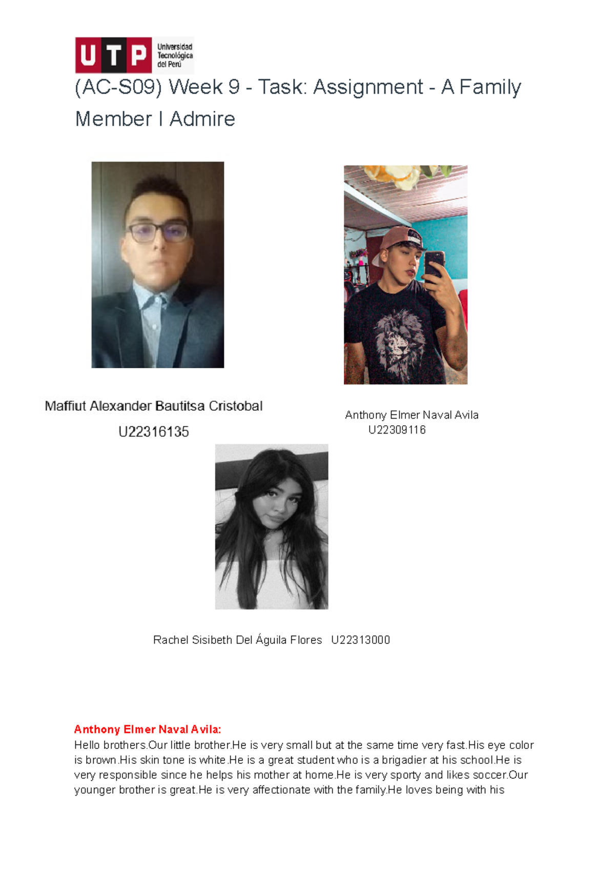 (AC-S09) Week 9 - Task Assignment - A Family Member I Admire - Maffiut Alexander Bautista ...