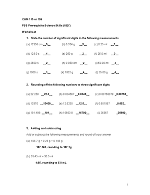 01 Prerequisite science skills - CHM 110 or 109 Prerequisite Science ...