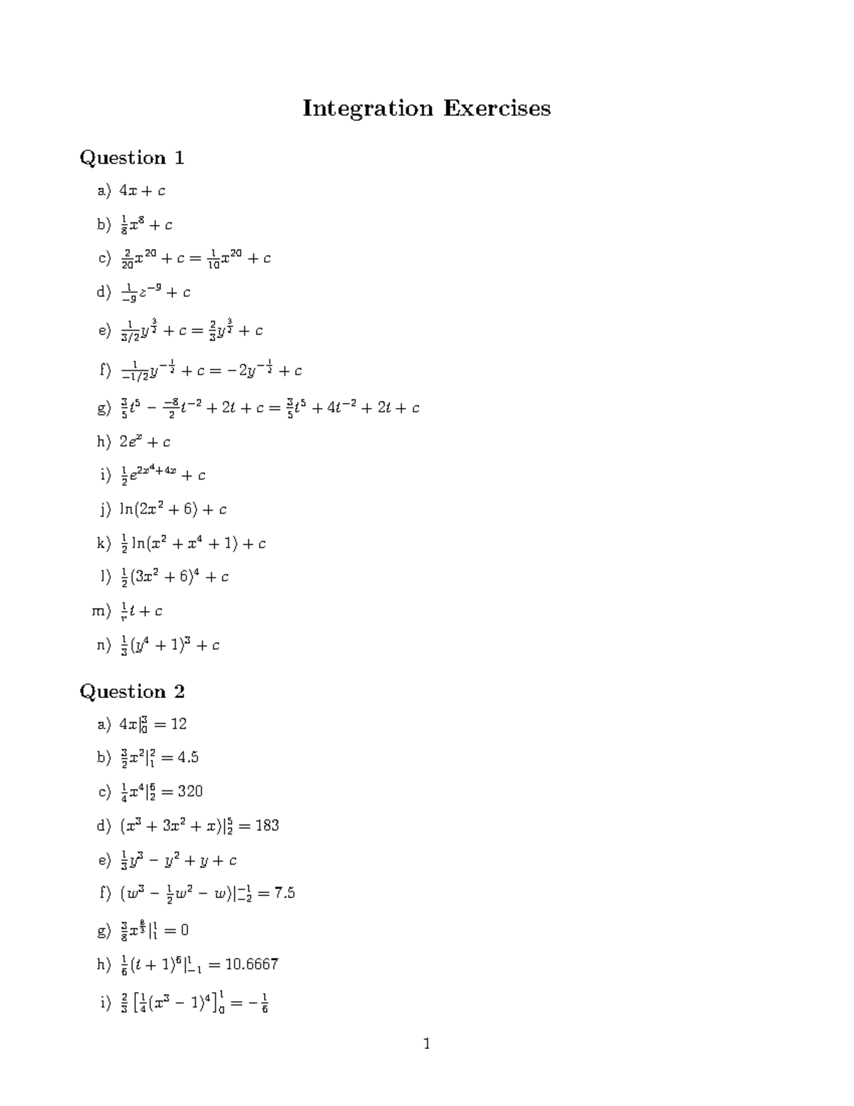 STC 122 2024 - Exercises Memo - Integration - Integration Exercises ...