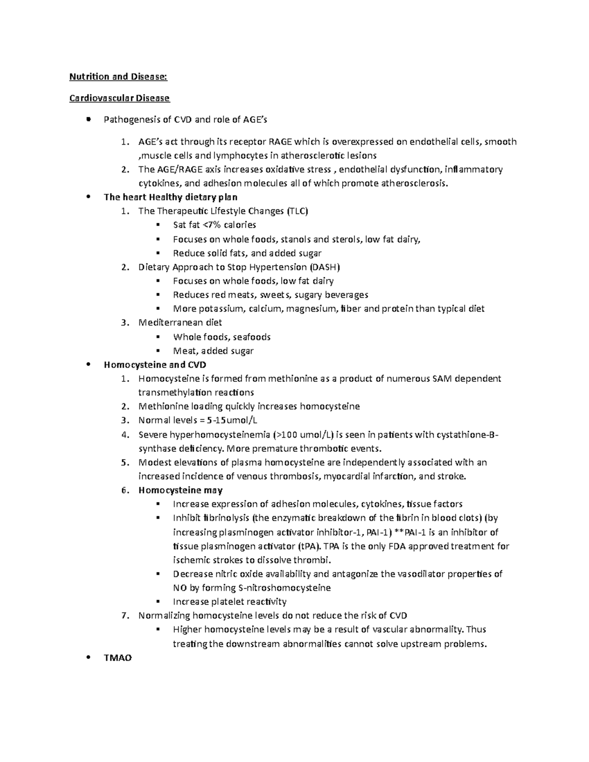Nutrition and Disease Final Review - Nutrition and Disease ...
