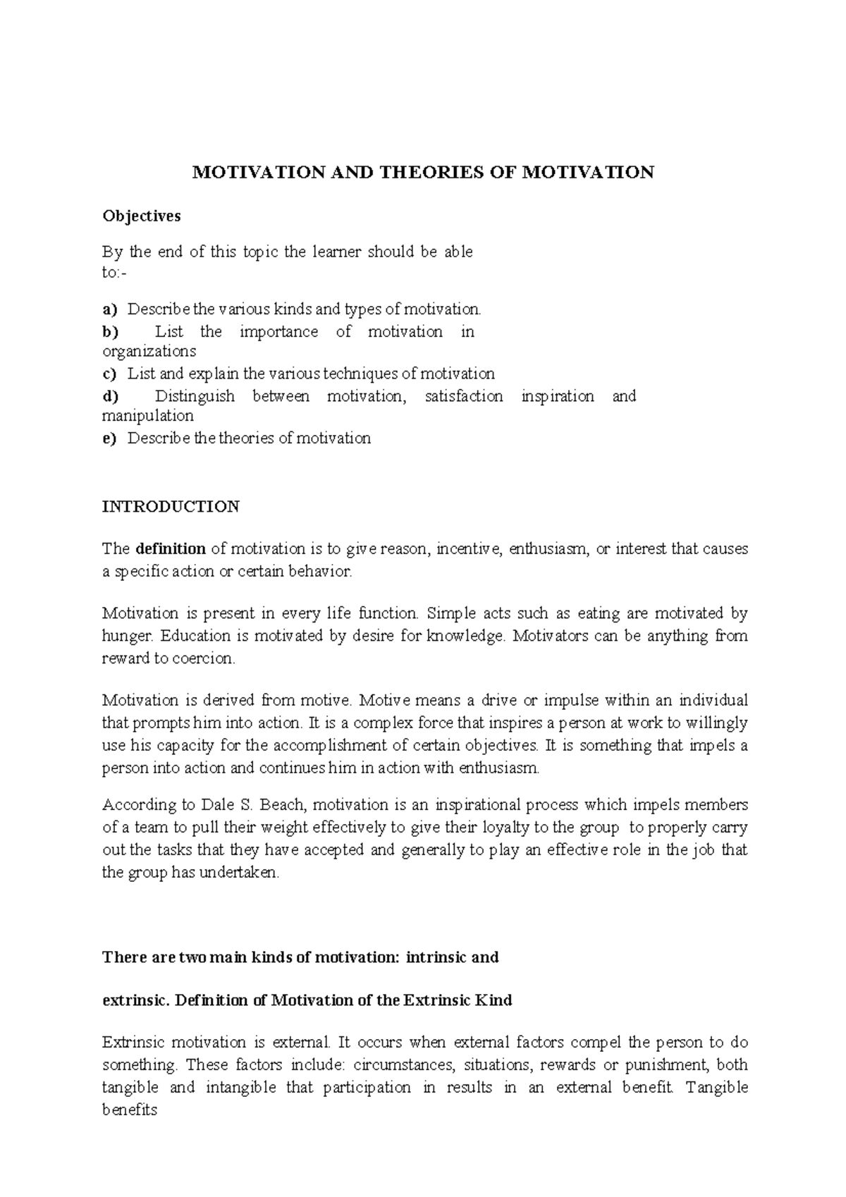 Motivation AND Theories OF Motivation - MOTIVATION AND THEORIES OF ...