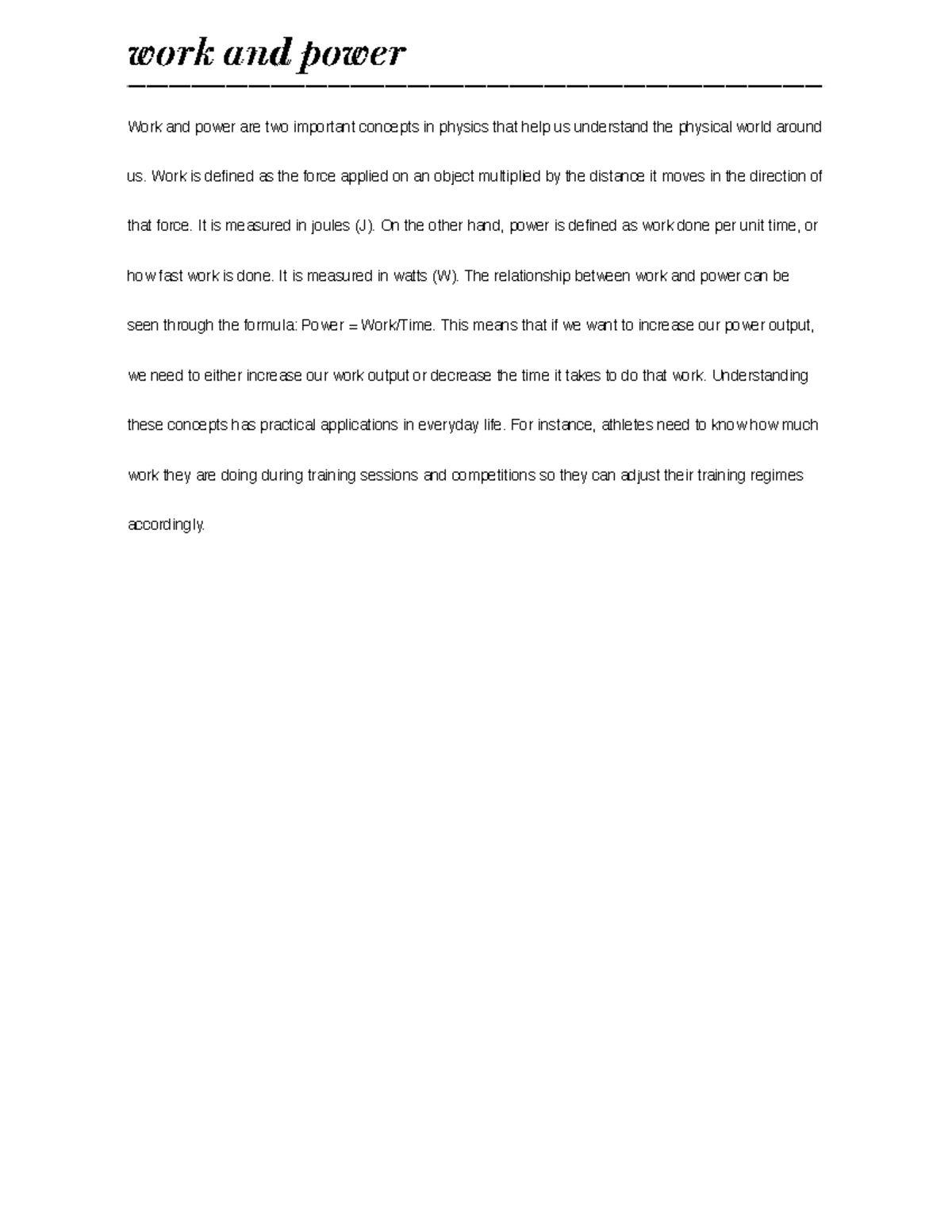 Work and power - classes notes - work and powerwork and power Work and ...