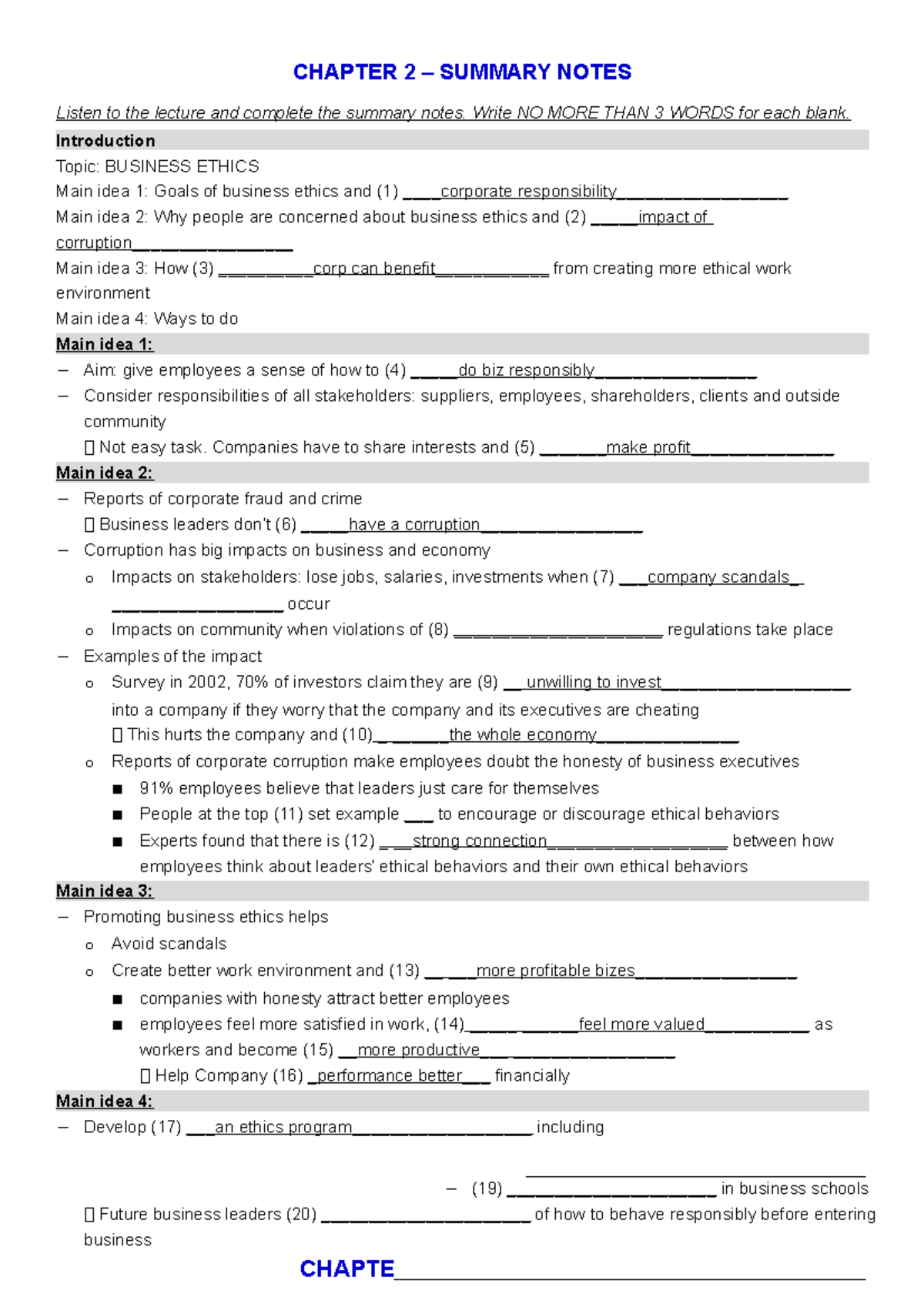 Chapter 02 - Summary notes - CHAPTER 2 – SUMMARY NOTES Listen to the ...