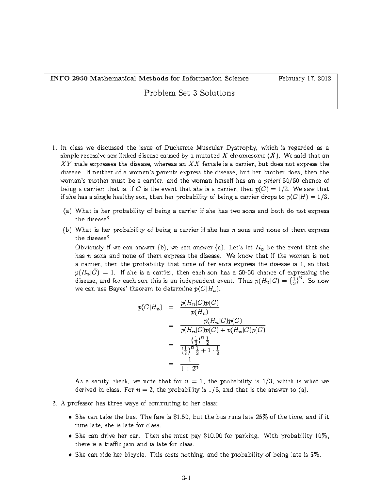 Problem Set 3 Solutions - INFO 2950 Mathematical Methods for ...