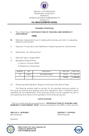Project Proposal Basic Life Support - Republic of the Philippines ...