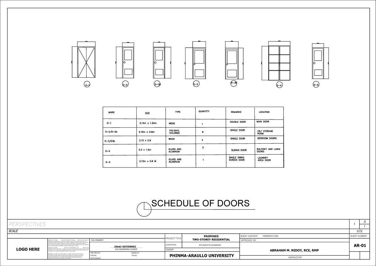 Schedule-of-door - Project - SHEET NUMBER: INSTRUCTOR SHEET CONTENT ...