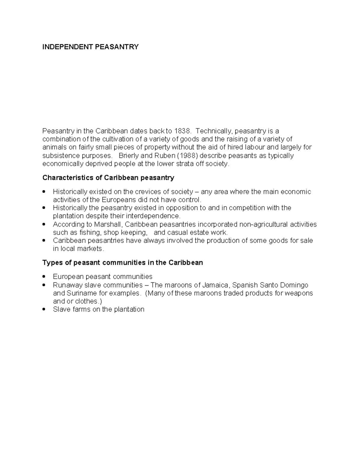 Peasantry-types contribution etc - INDEPENDENT PEASANTRY Peasantry in ...