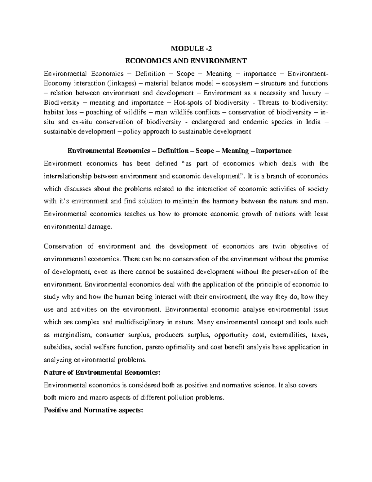 Module - 2 - Summary Reading and Making Notes - MODULE - 2 ECONOMICS ...