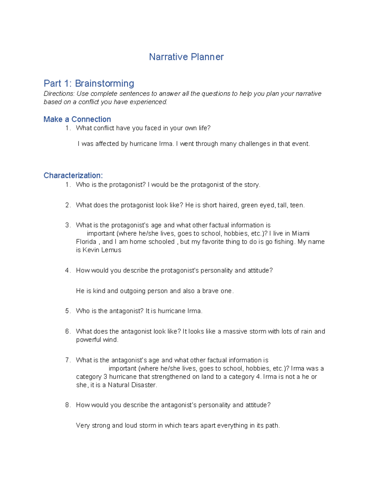 1.06 Narrative Planner - Narrative Planner Part 1: Brainstorming ...