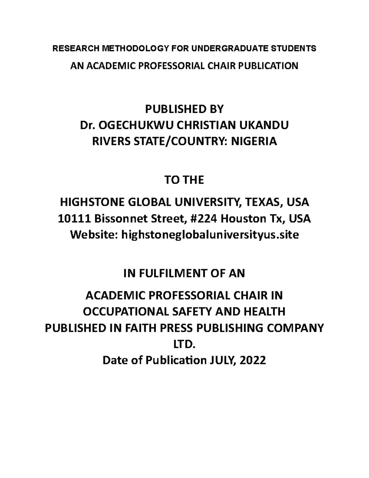 Research methodology - RESEARCH METHODOLOGY FOR UNDERGRADUATE STUDENTS ...