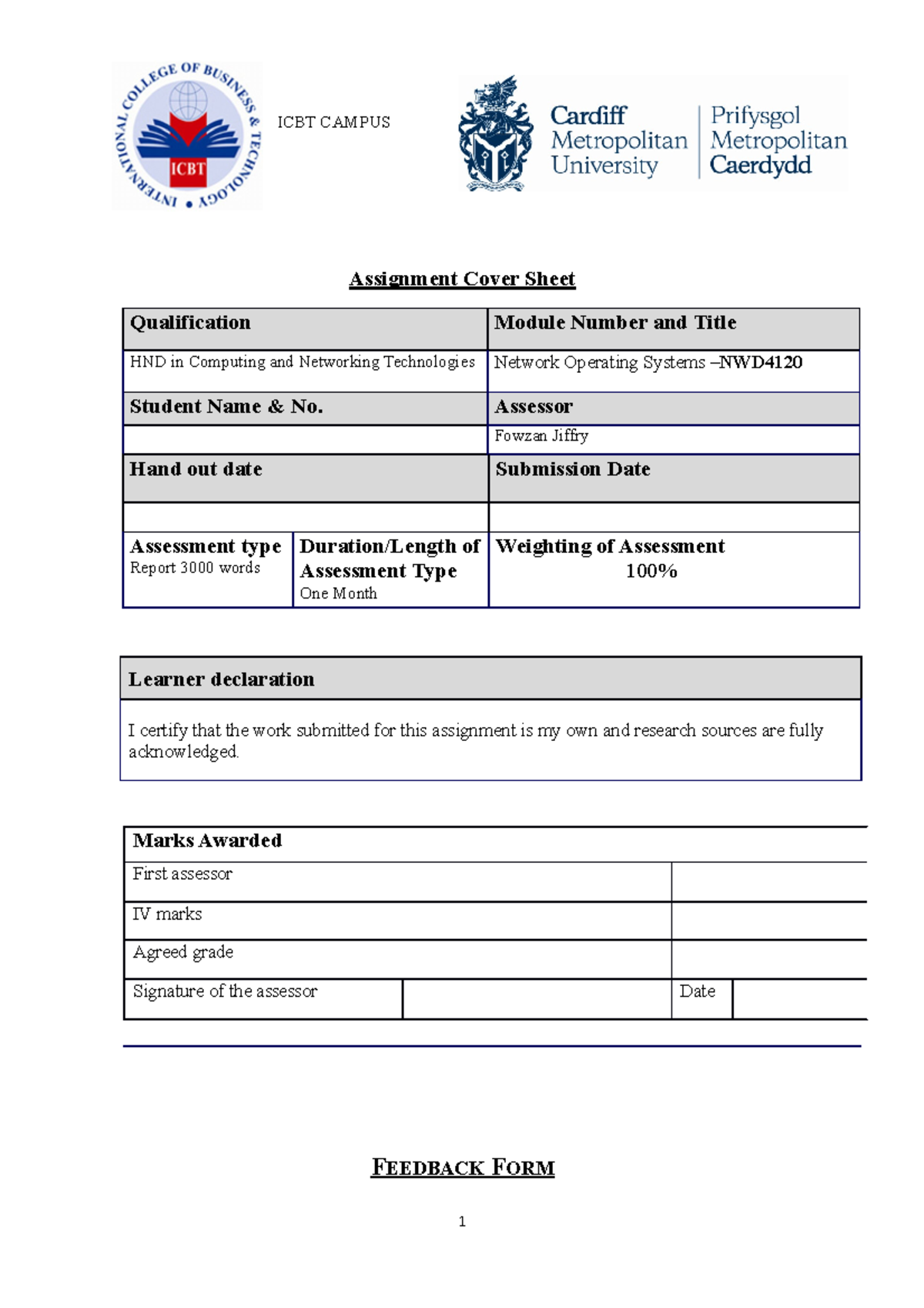 Network operating systems – nwd4120 assignment 2020 december - ICBT ...