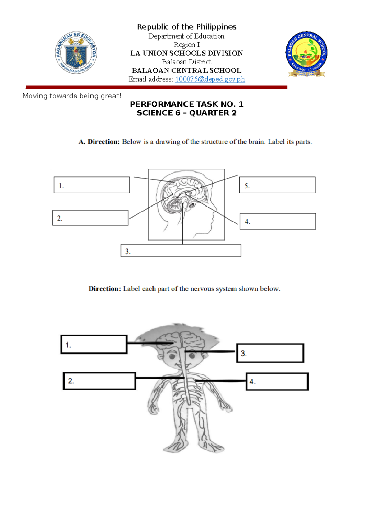 Performance Task 2nd-Quarter Science - Department of Education Region I ...