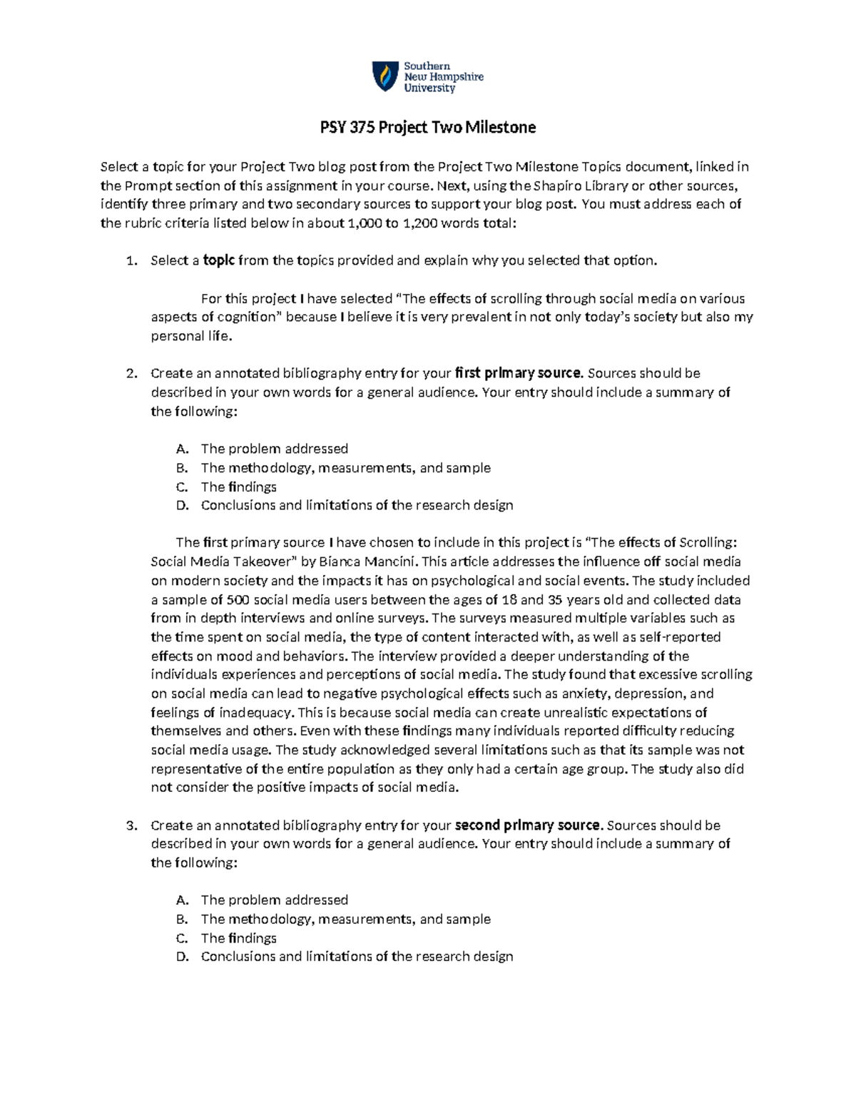 PSY+375+Project+Two+Milestone - PSY 375 Project Two Milestone Select a ...