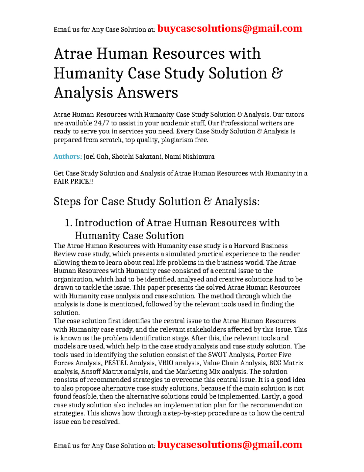 Case Solution Atrae Human Resources with Humanity - Atrae Human ...