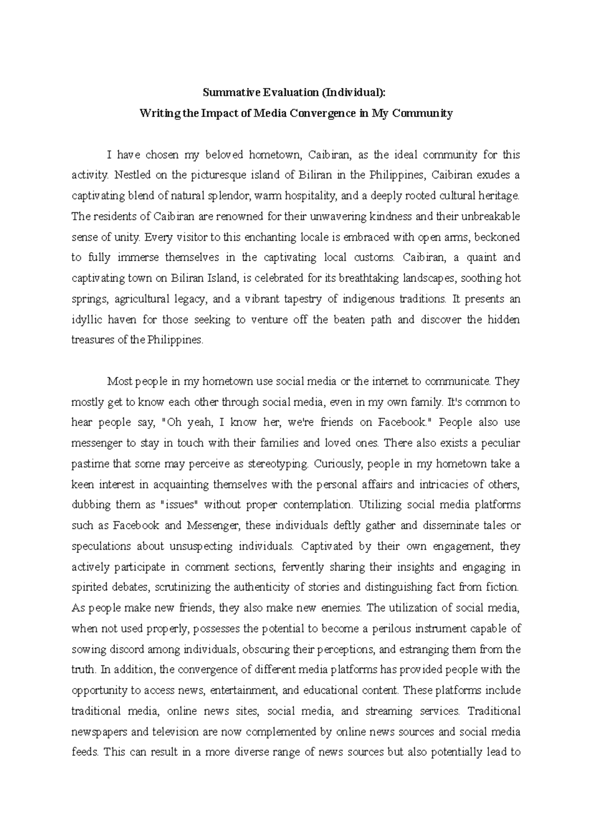 COMM 10 Summative Evaluation - Summative Evaluation (Individual ...