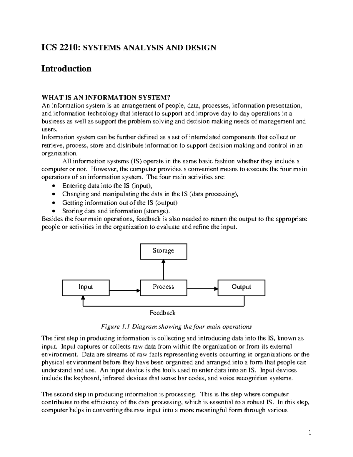 ICS 2210 Notes introduction - ICS 2210: SYSTEMS ANALYSIS AND DESIGN ...