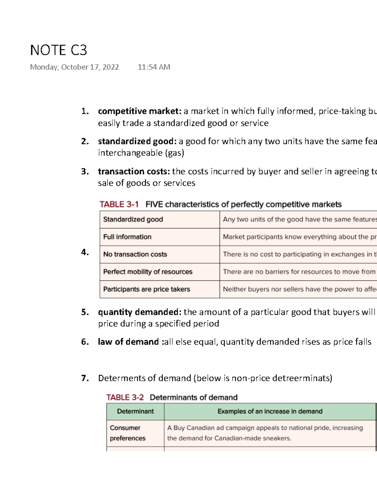 NOTE C3 - note chapter 3 for intro to micro - 1. competitive market ...