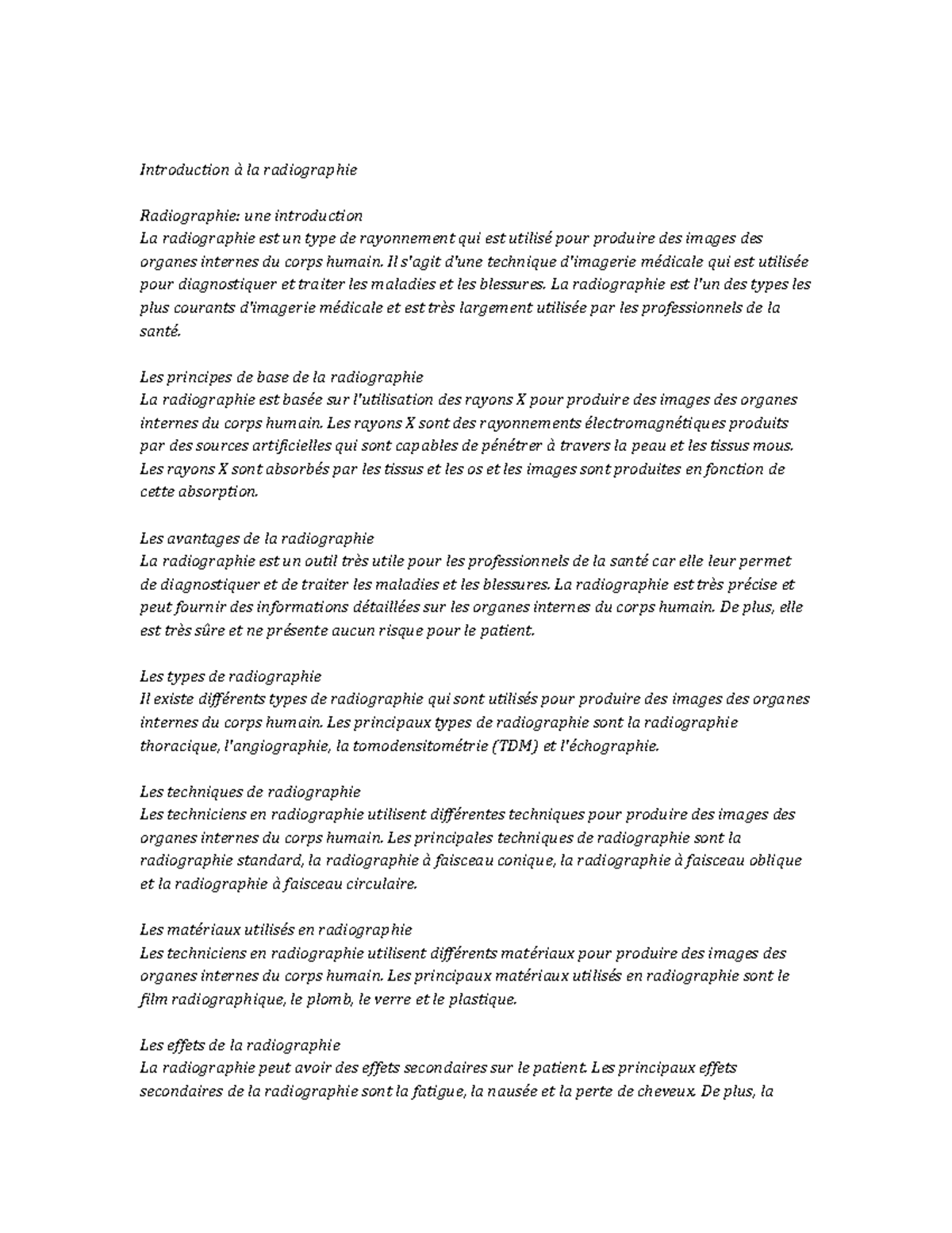 Radiography Study Notes - Introduction à la radiographie Radiographie ...