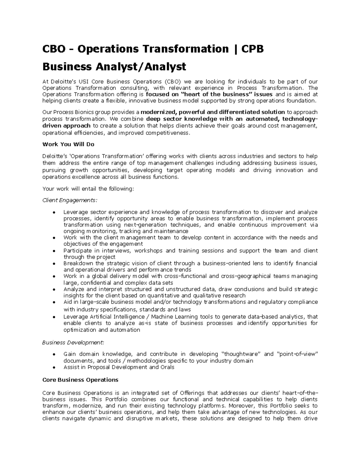 JD CBO OT Process Bionics CPB Off Campus - CBO - Operations ...