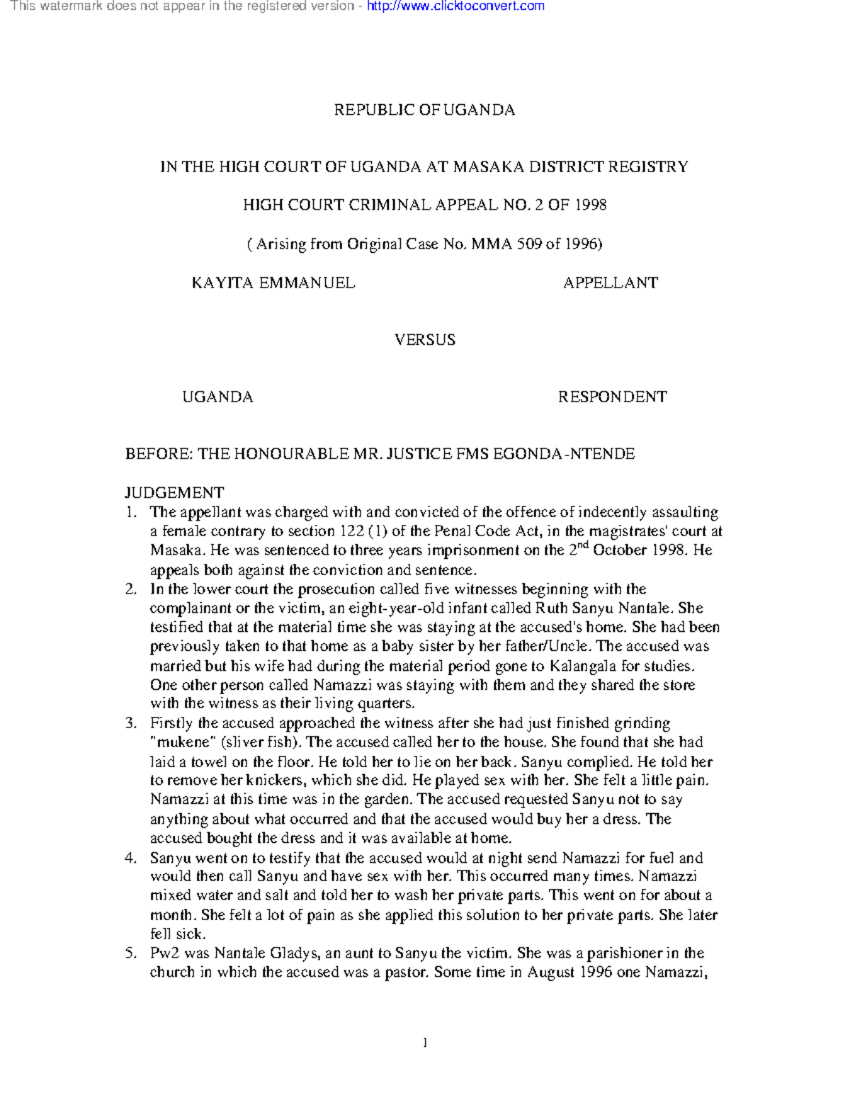 Evidence law - BY KJ - REPUBLIC OF UGANDA IN THE HIGH COURT OF UGANDA ...