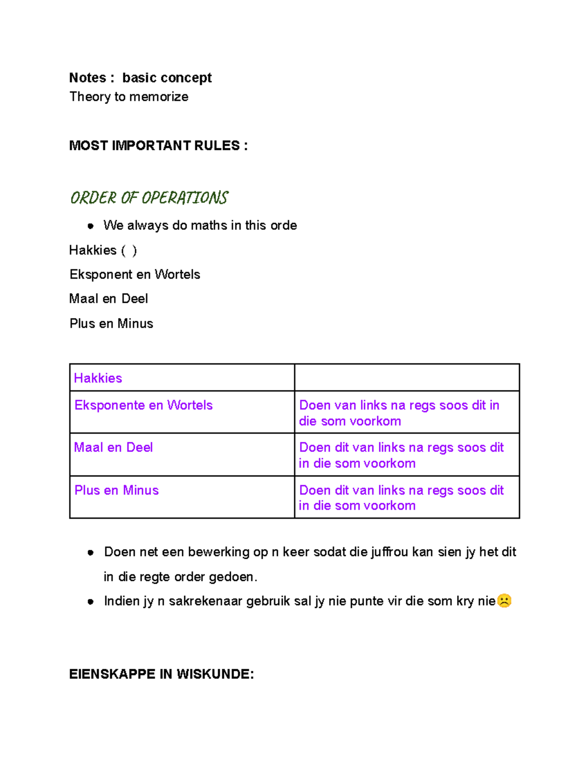 Maths eng basic notes 1 - Notes : basic concept Theory to memorize MOST ...