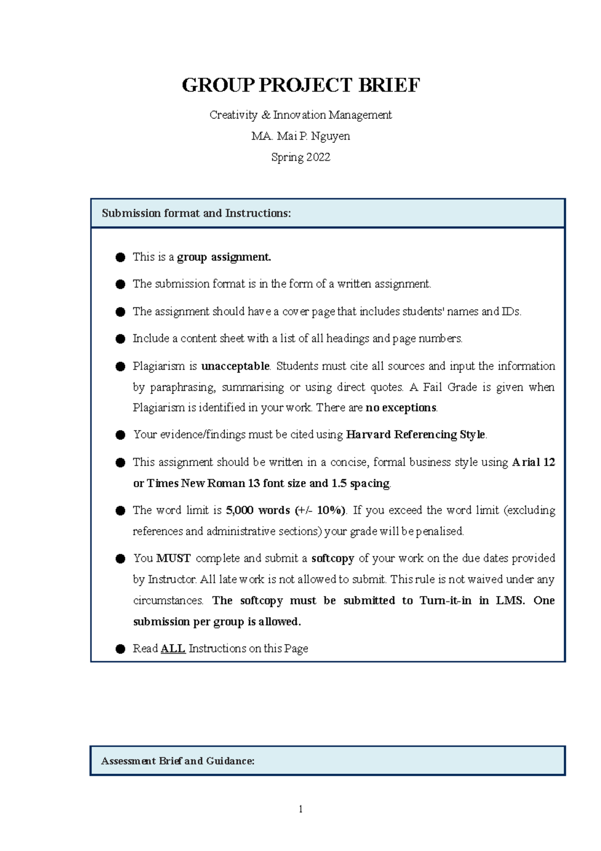 Final project brief IBM - Creative & Innovation Management - GROUP ...