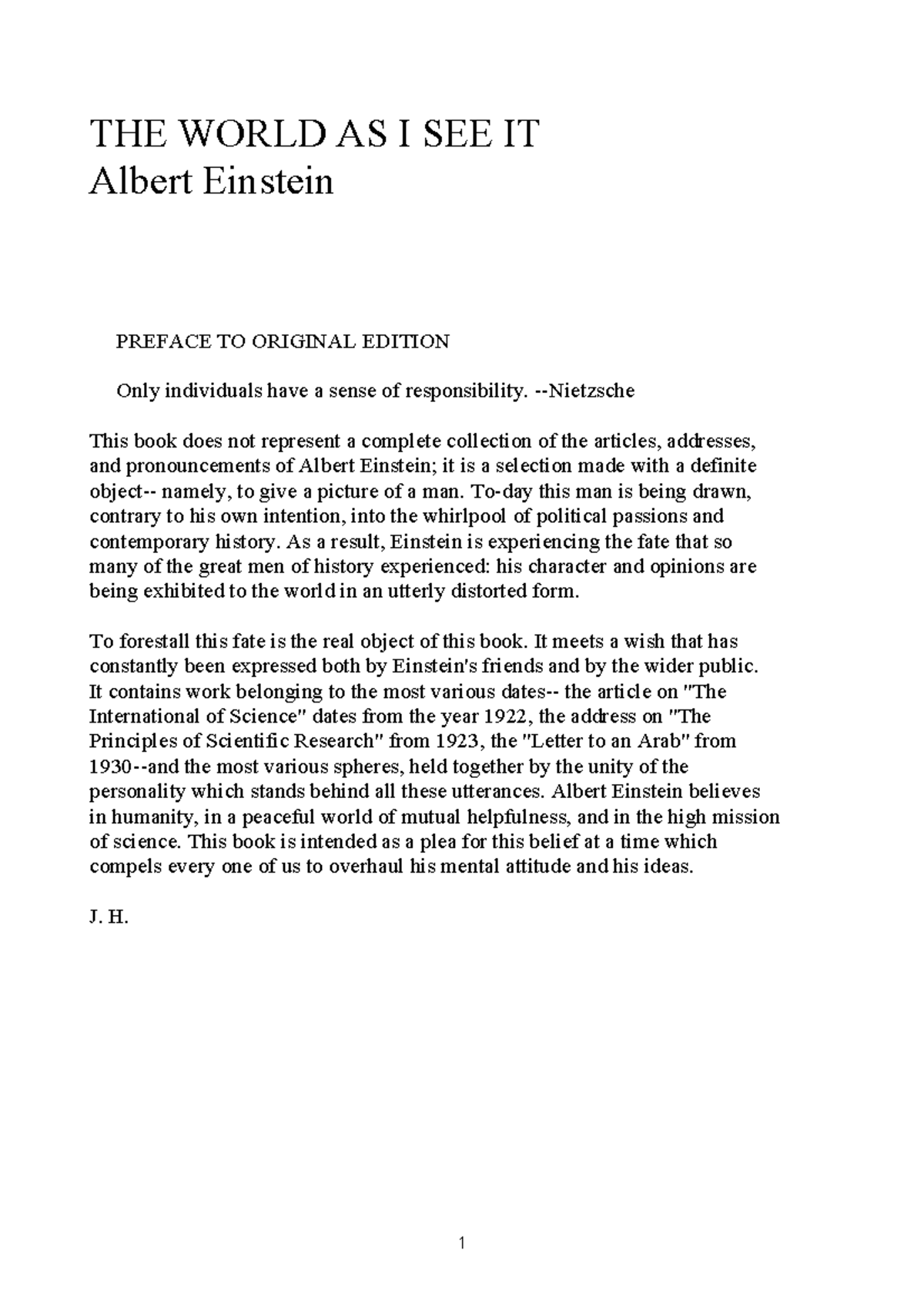 The world as I see it - Assigns - THE WORLD AS I SEE IT Albert Einstein ...