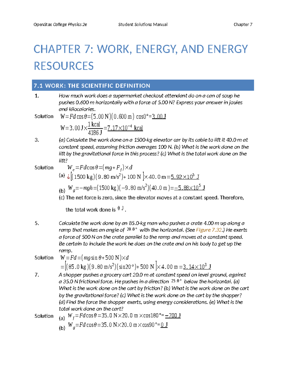 College Physics 2e-SSM-Ch07 - CHAPTER 7: WORK, ENERGY, AND ENERGY ...