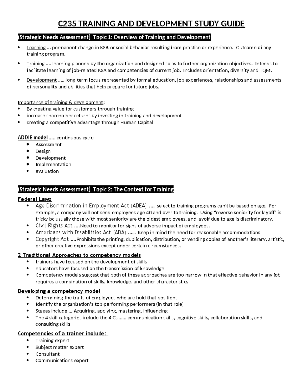 C235 Training and Development Study Guide 2023-10-17 23 57 32 - C235 ...