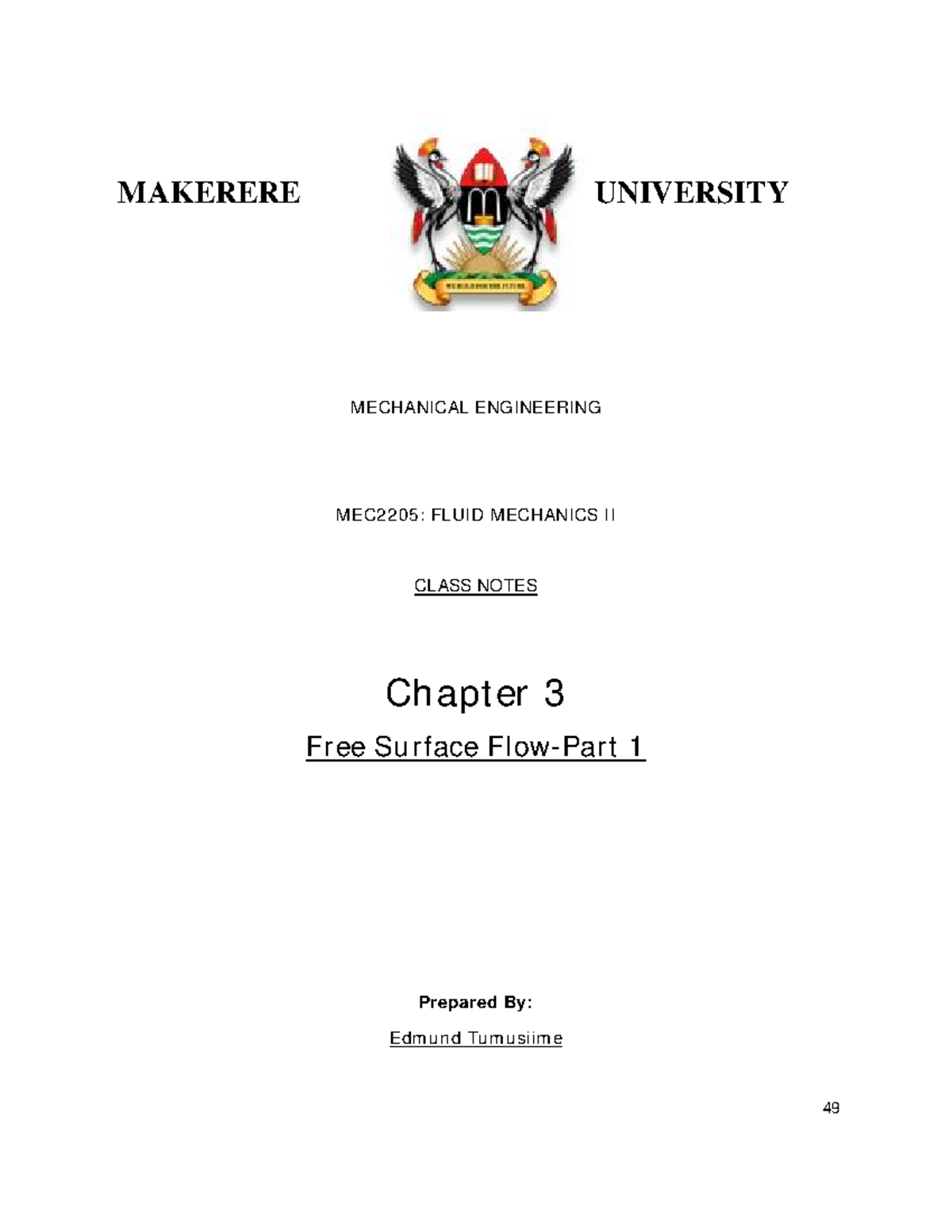 MEC 2205 Notes. Chapter 3-Part 1 - MECHANICAL ENGINEERING MEC2205 ...