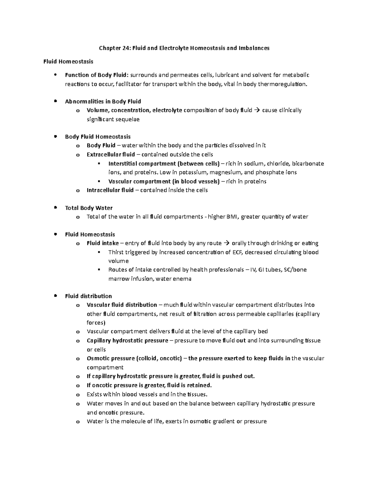 Chapter 24 Fluid and Electrolytes - Chapter 24: Fluid and Electrolyte ...