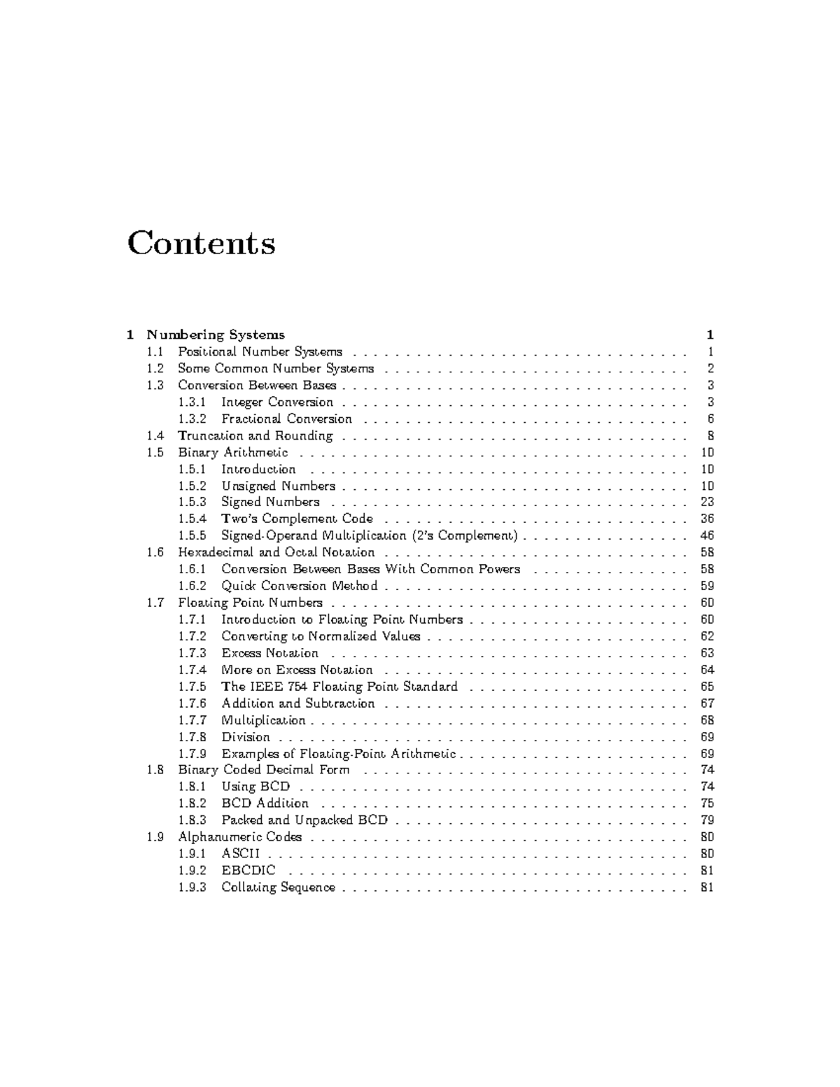 228notes - whole course notes - Contents 2 CHAPTER 1. NUMBERING SYSTEMS ...