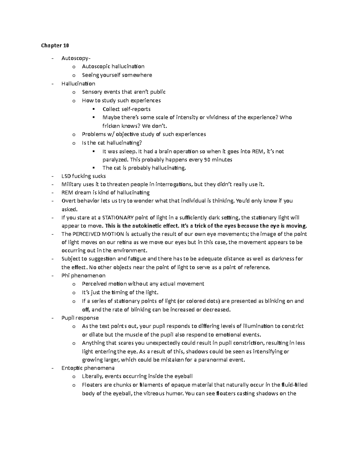 Pseudoscience Notes for Exam 3 - Chapter 10 Autoscopyo Autoscopic ...