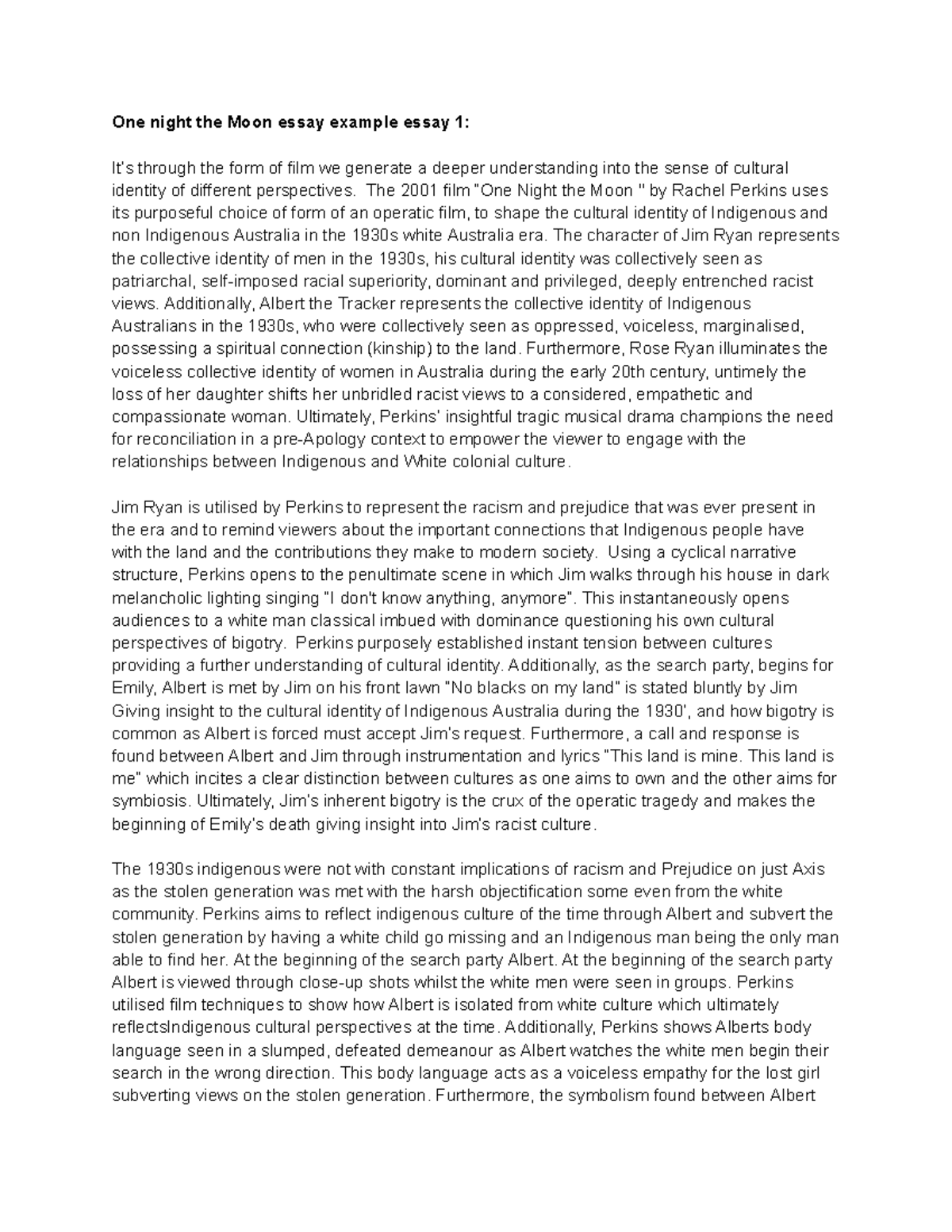 One night the Moon essay example essay 1 and 2 - One night the Moon ...