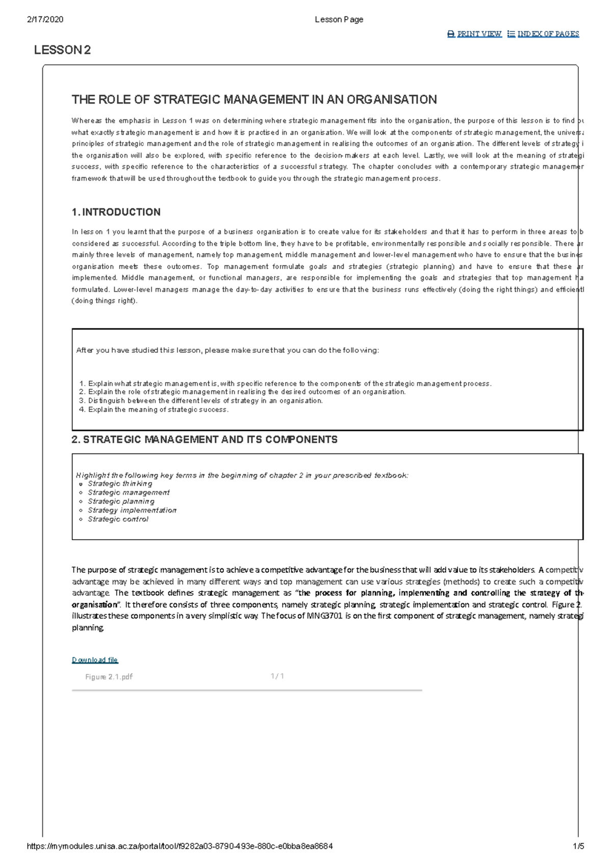 MNG3701 - Lesson 2 - Warning: TT: undefined function: 32 PRINT VIEW INDEX OF PAGES LESSON 2 THE ...