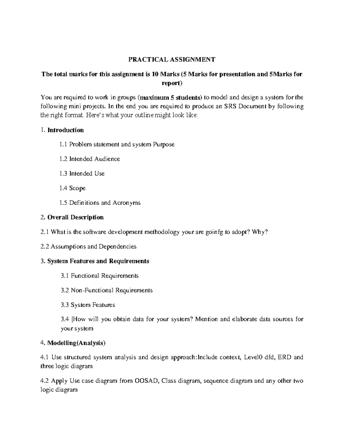 SAD-Practical Assignment- 2023-2024 - PRACTICAL ASSIGNMENT The total ...