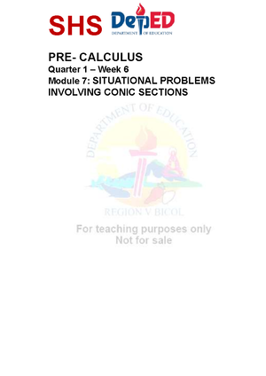 Module-6-1 - Pleaseanswer - SHS PRE- CALCULUS Quarter 1 – Week 5 Module 6: Equations and the ...