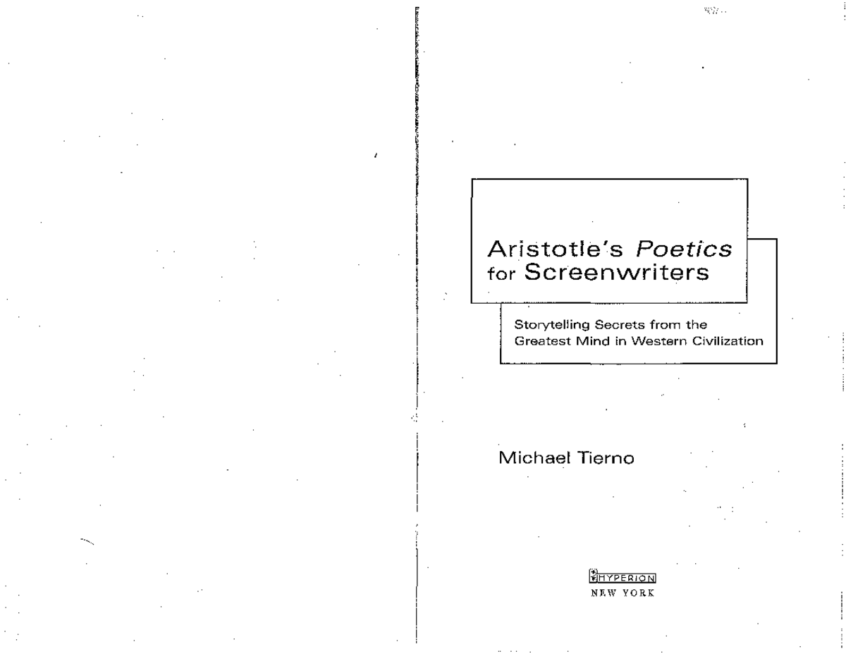 Michael Tierno - Aristotle’s Poetics for Screenwriters - Storytelling ...
