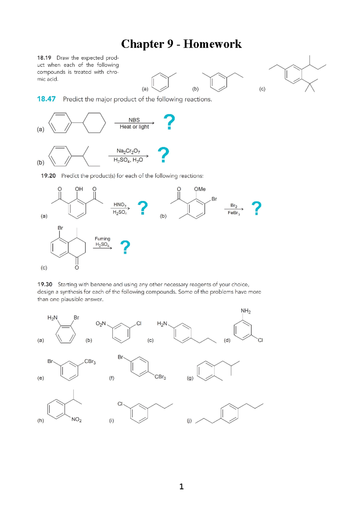 Chapter 9-Homework - ... - Chapter 9 Homework 18 Draw the expected uct when each of the ...