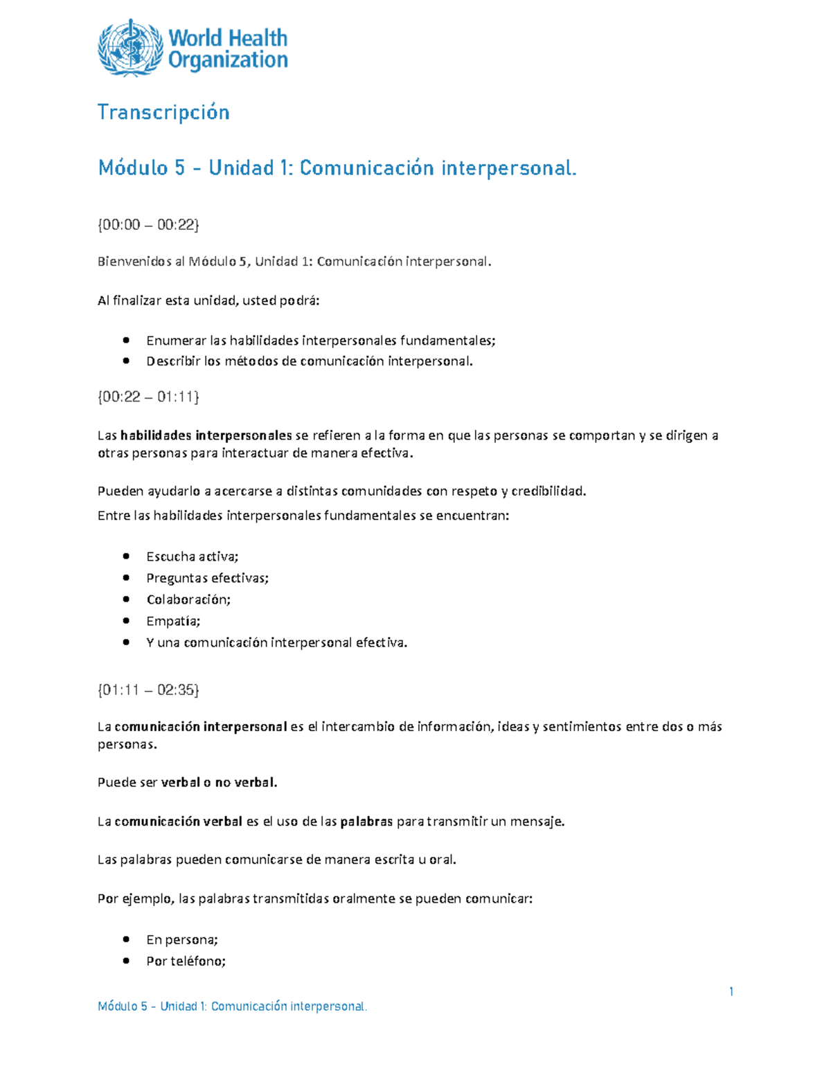 EC M5 U1 Transcript es v1 - 1 Módulo 5 - Unidad 1: Comunicación ...