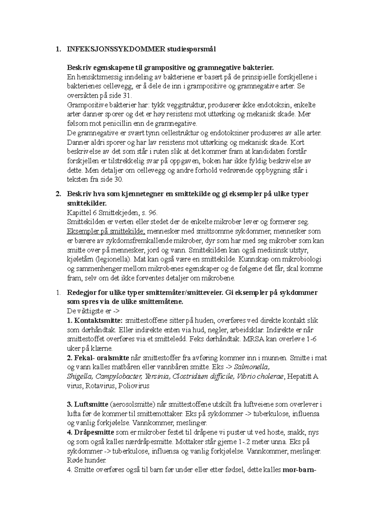 Infeksjonssykdommer spm-kopi - INFEKSJONSSYKDOMMER studiespørsmål ...