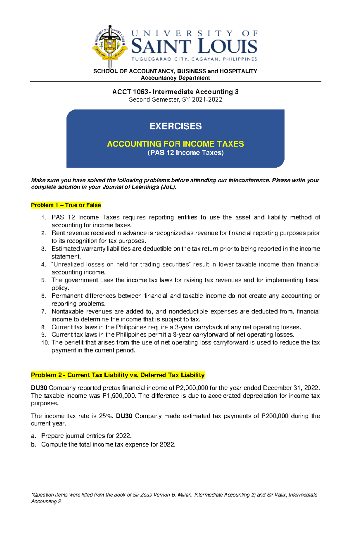 Accounting for Income Taxes (PAS 12) - accountancy - FEU Diliman - Studocu