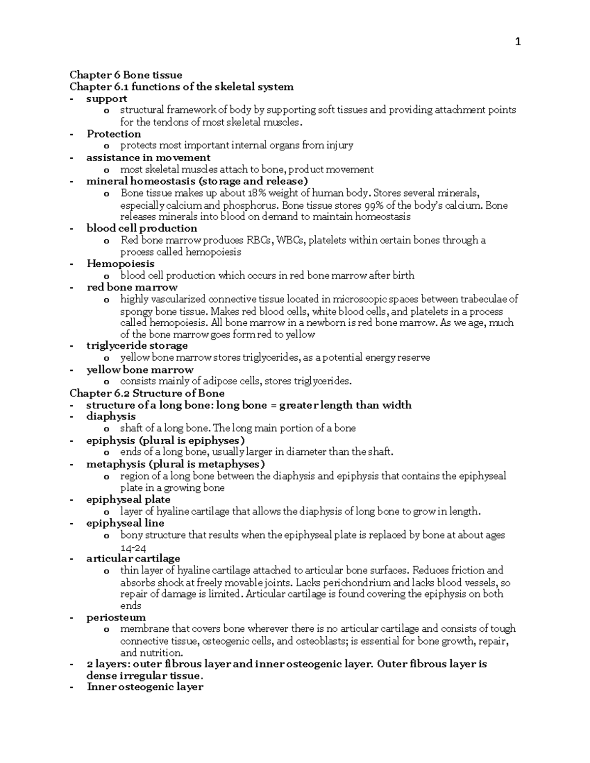 Chapter 6 Bone tissue - Chapter 6 Bone tissue Chapter 6 functions of ...