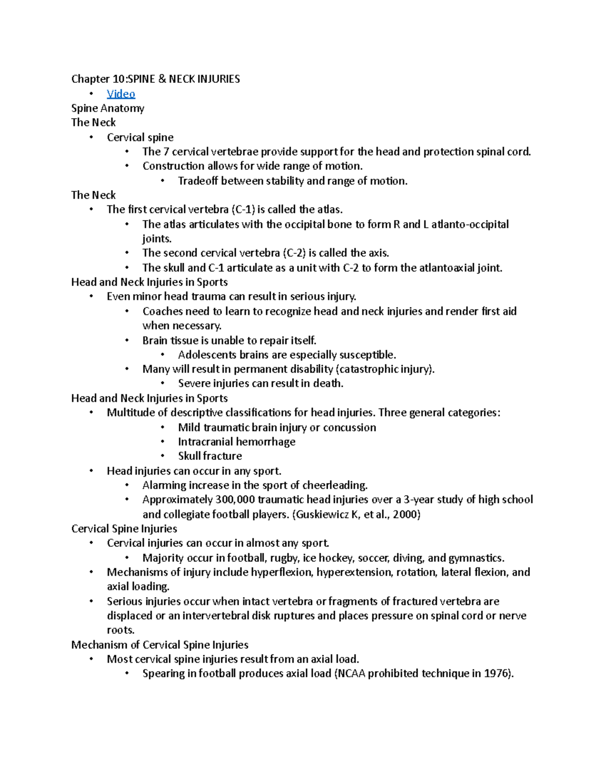 Ch 10 - spine and neck injuries - Chapter 10:SPINE & NECK INJURIES ...